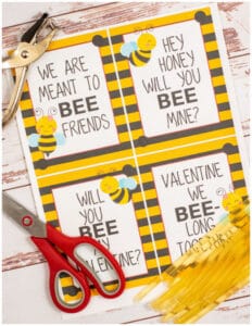 Printable Bee Valentines Cards